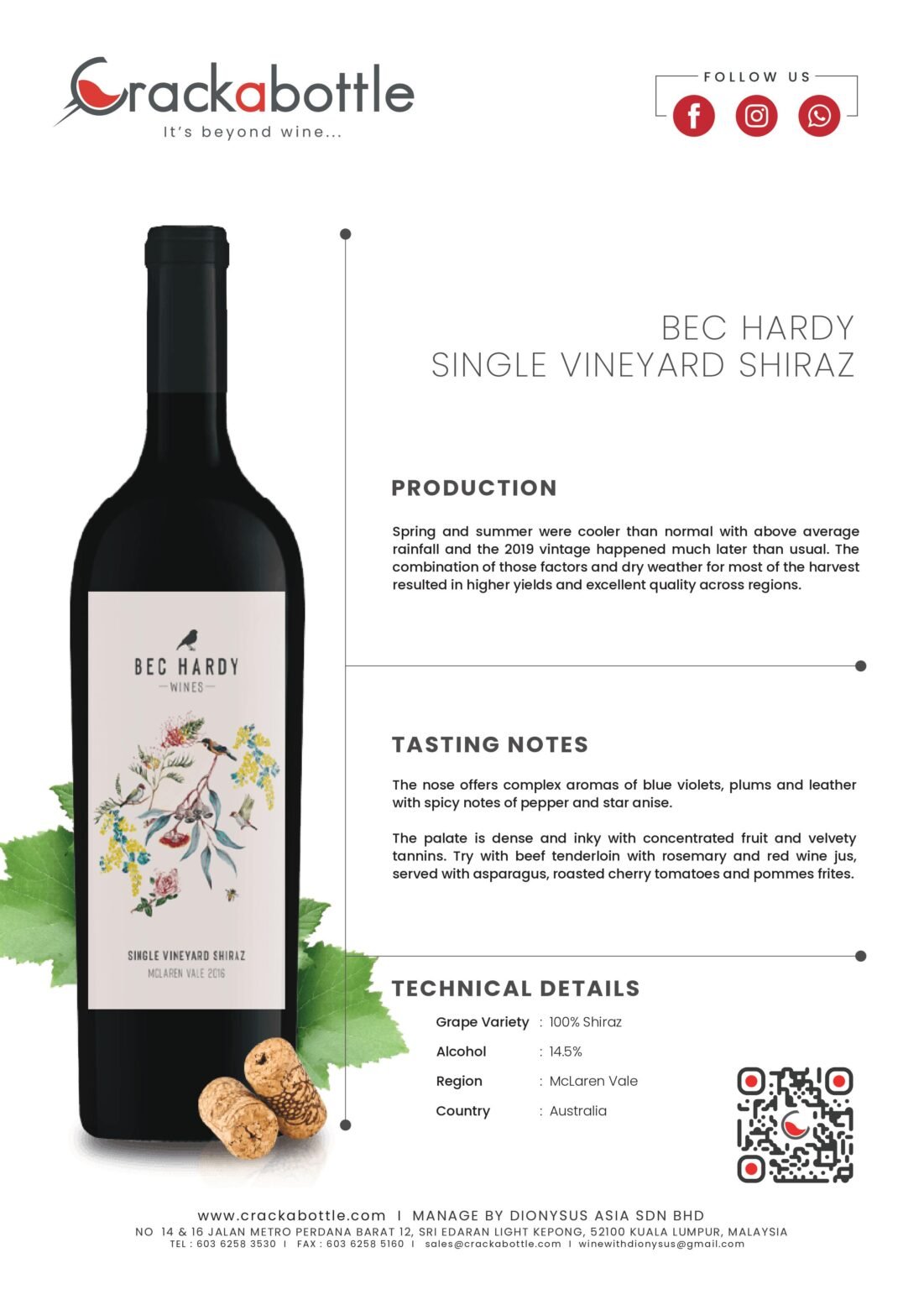 BEC HARDY ICON MV SHIRAZ - Crackabottle